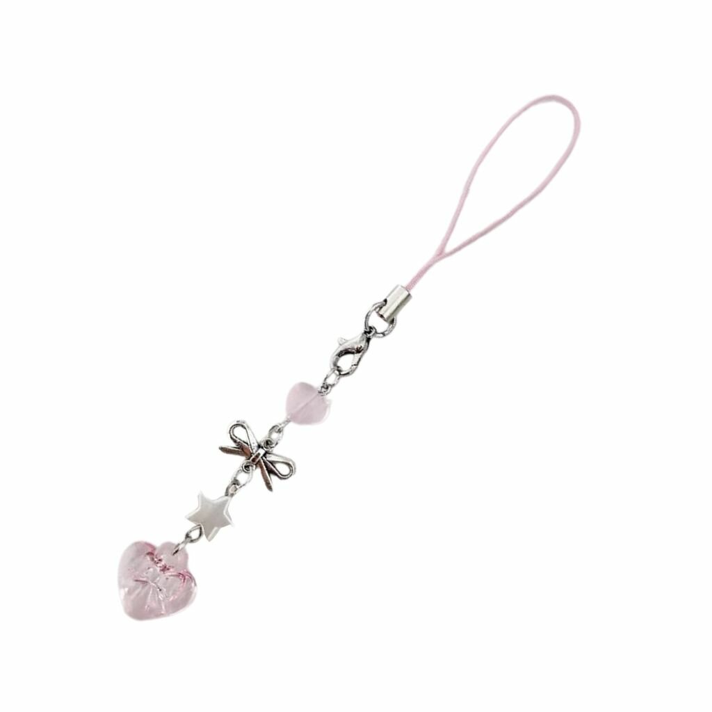 Брелок, Цепочка для мобильного телефона в виде девичьего сердечка ручной работы из бисера-розовый