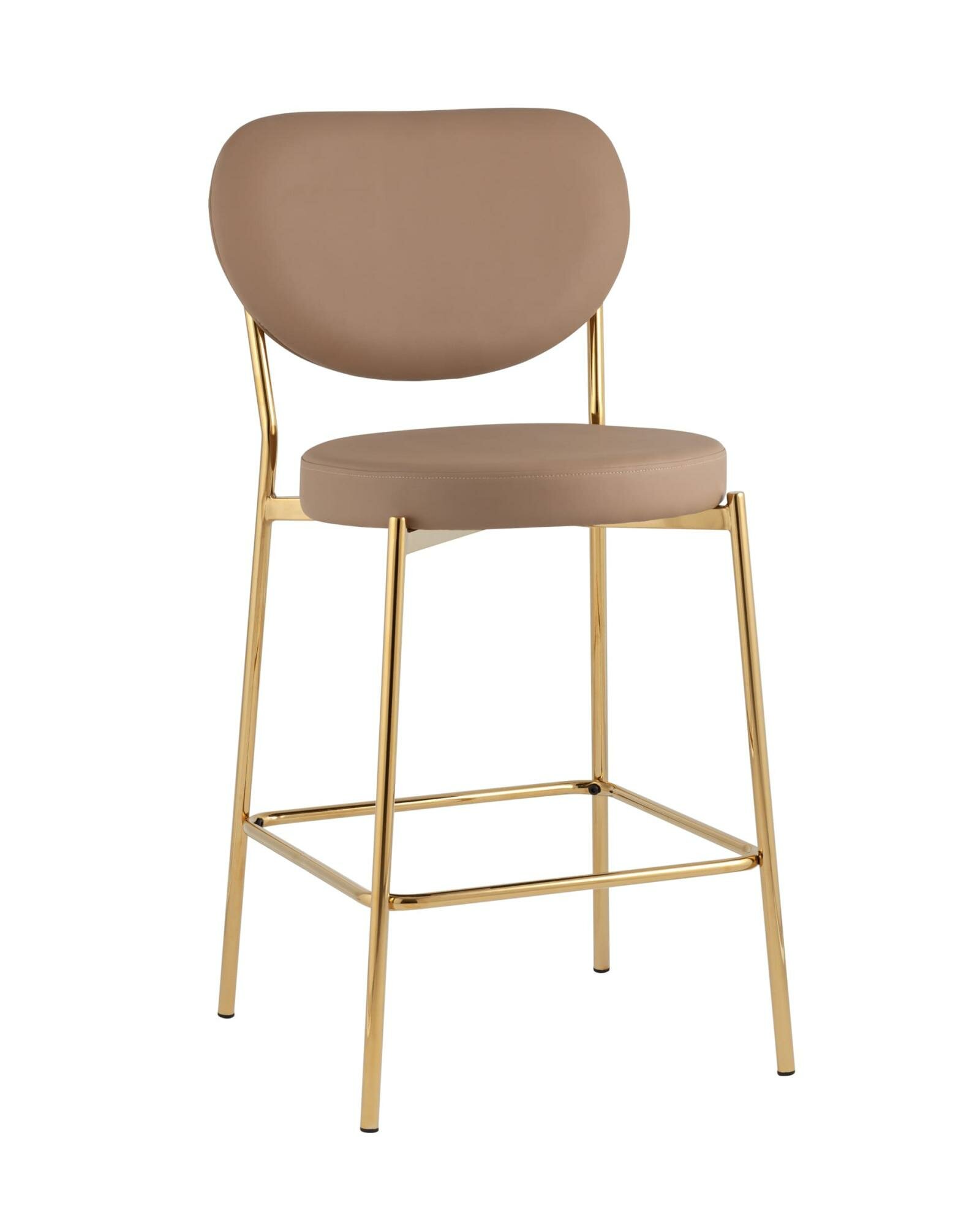 Cтул полубарный Барбара NEW STOOL GROUP бежевый, золотой, экокожа, металл, мягкое сиденье, без подлокотников