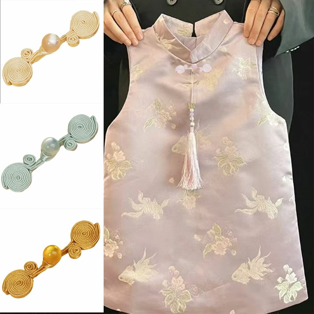 Пластинчатая пряжка из Нефритовой Бусины Ruyi, пуговица ручной работы-позолоченное Золото