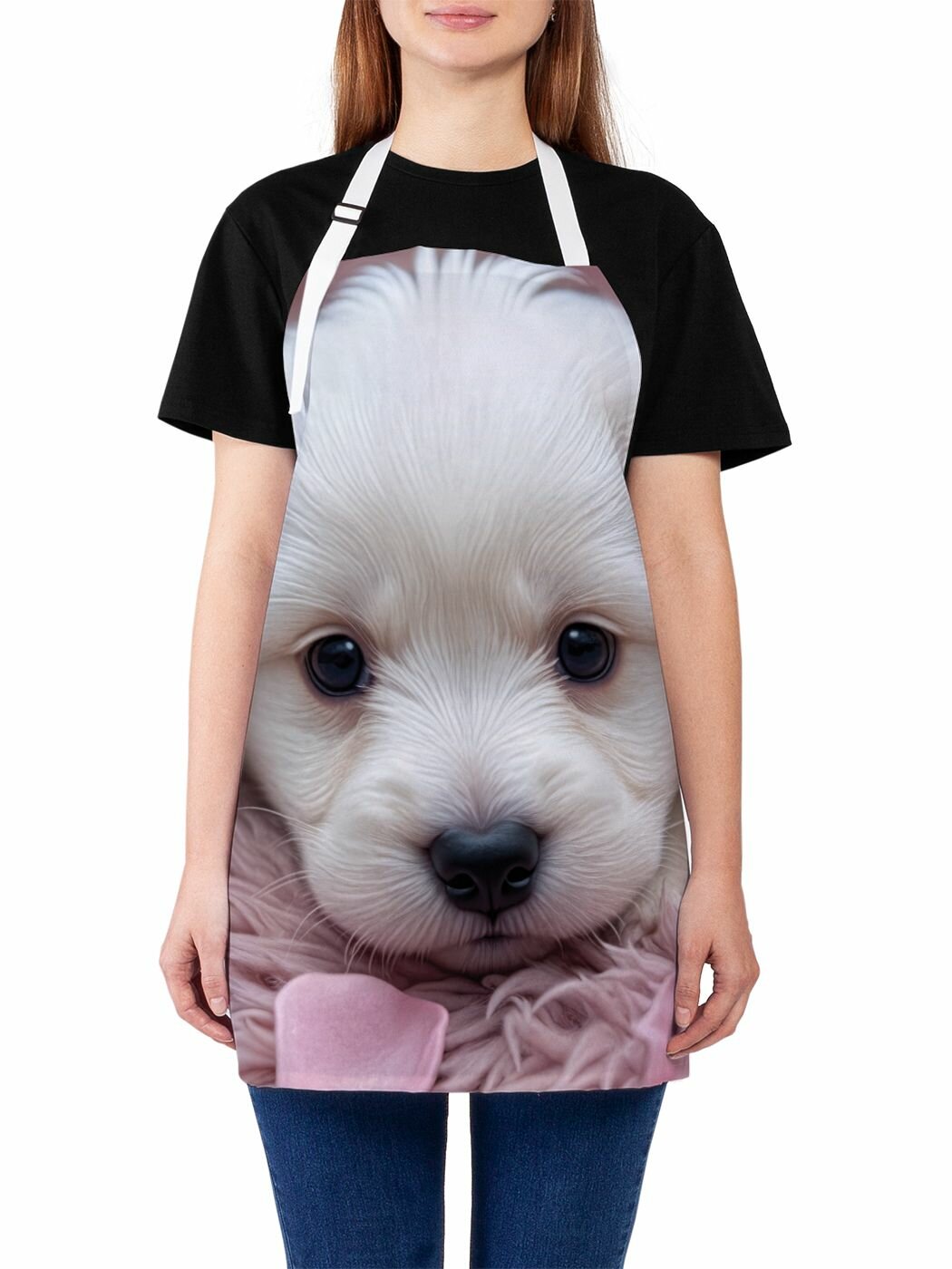 Фартук для кухни тканевый "Милая мордашка" / водоотталкивающий, универсальный размер , JoyArty