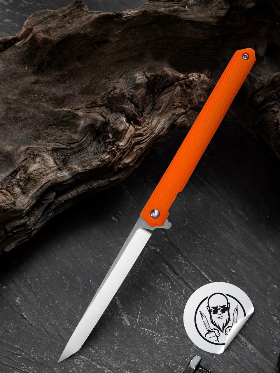 Нож складной туристический из стали 8Cr13MoV оранжевый для мелких бытовых задач танто