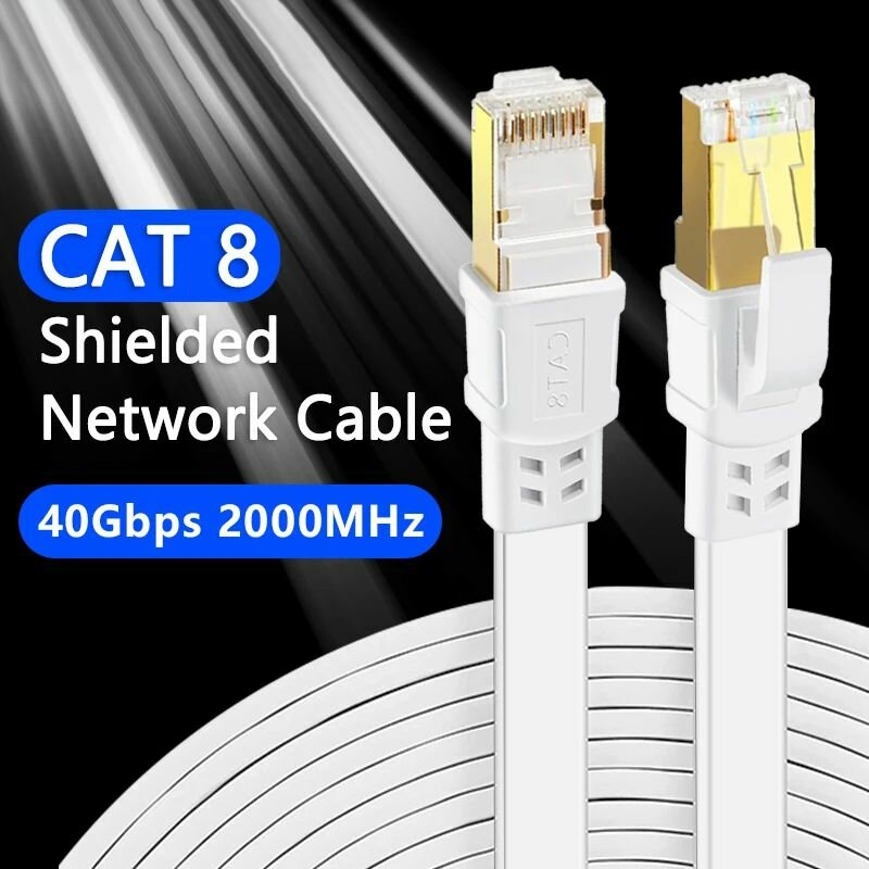 Кабель Ethernet Cat 8, 40 Гбит/с, 2000 МГц, высокоскоростной, сетевой кабель RJ45, экранированный патч-корд Cat8, сетевой шнур
