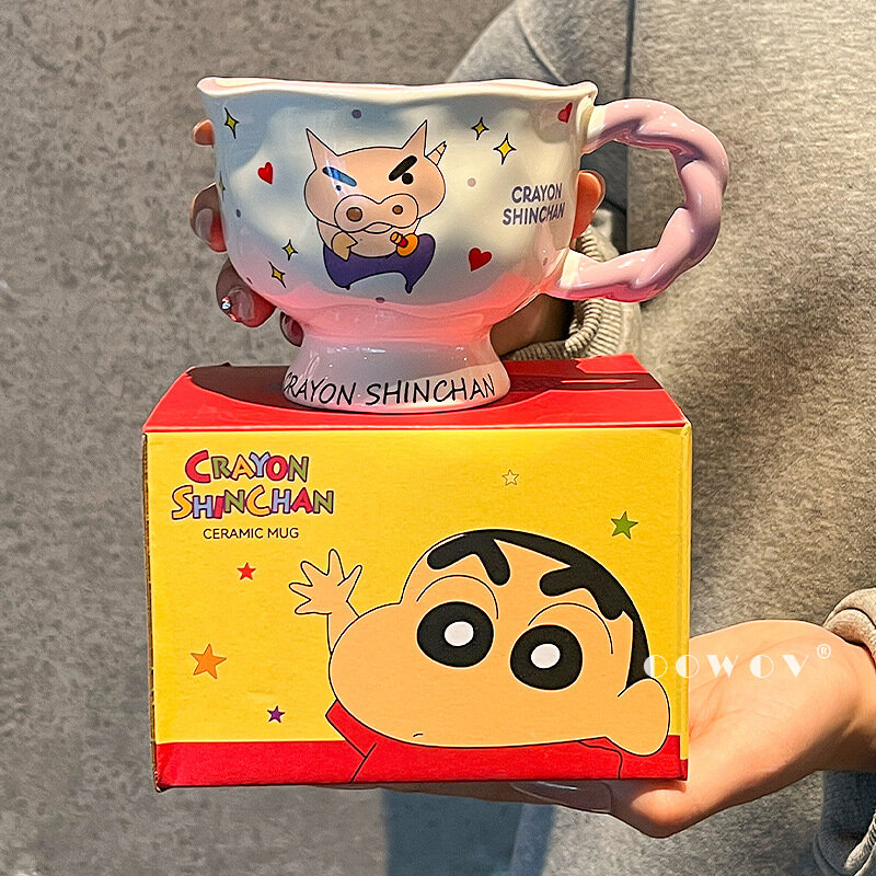 Милая керамическая кружка Crayon Shin-chan, дорогая высокая чашка для воды, пара, чашка для кофе и завтрака, подарок на день рождения