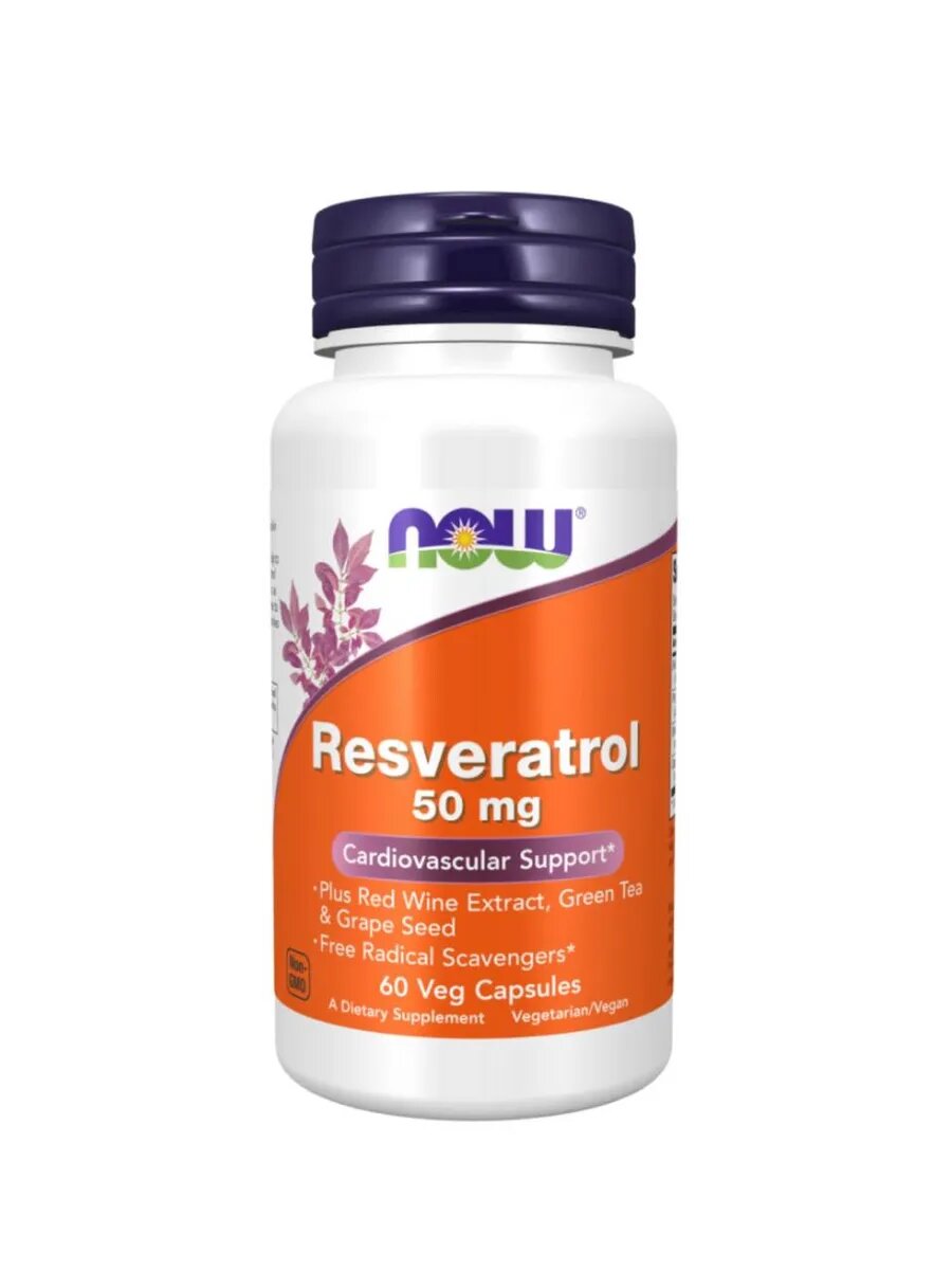 Ресвератрол 200 мг, нау фудс 60 капсул