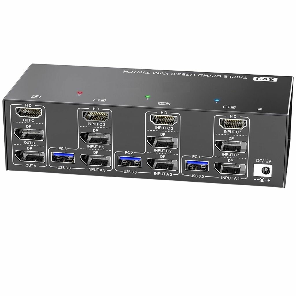 Коммутатор KVM303DH с тремя входами и тремя выходами USB 3.0 с разъемом стандарта США