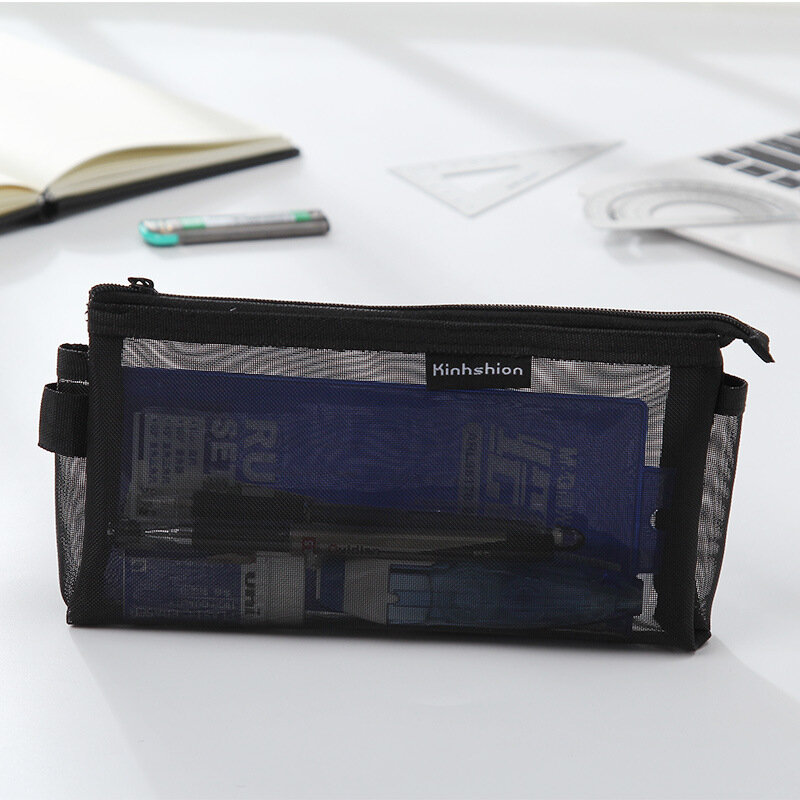 Пенал, для карандашей, прозрачный, сетчатый, 23x12 см