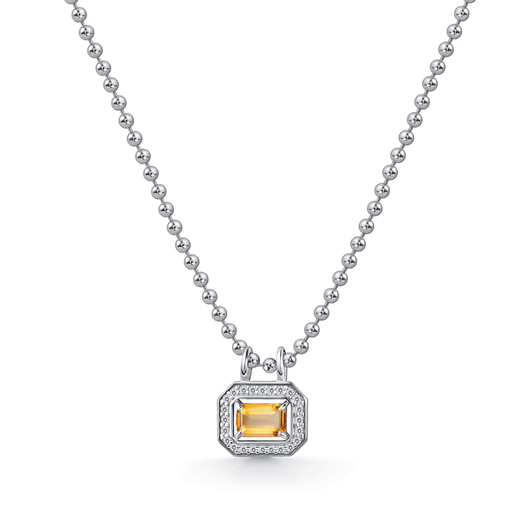 Колье, серебро, 925 проба, цитрин, фианит