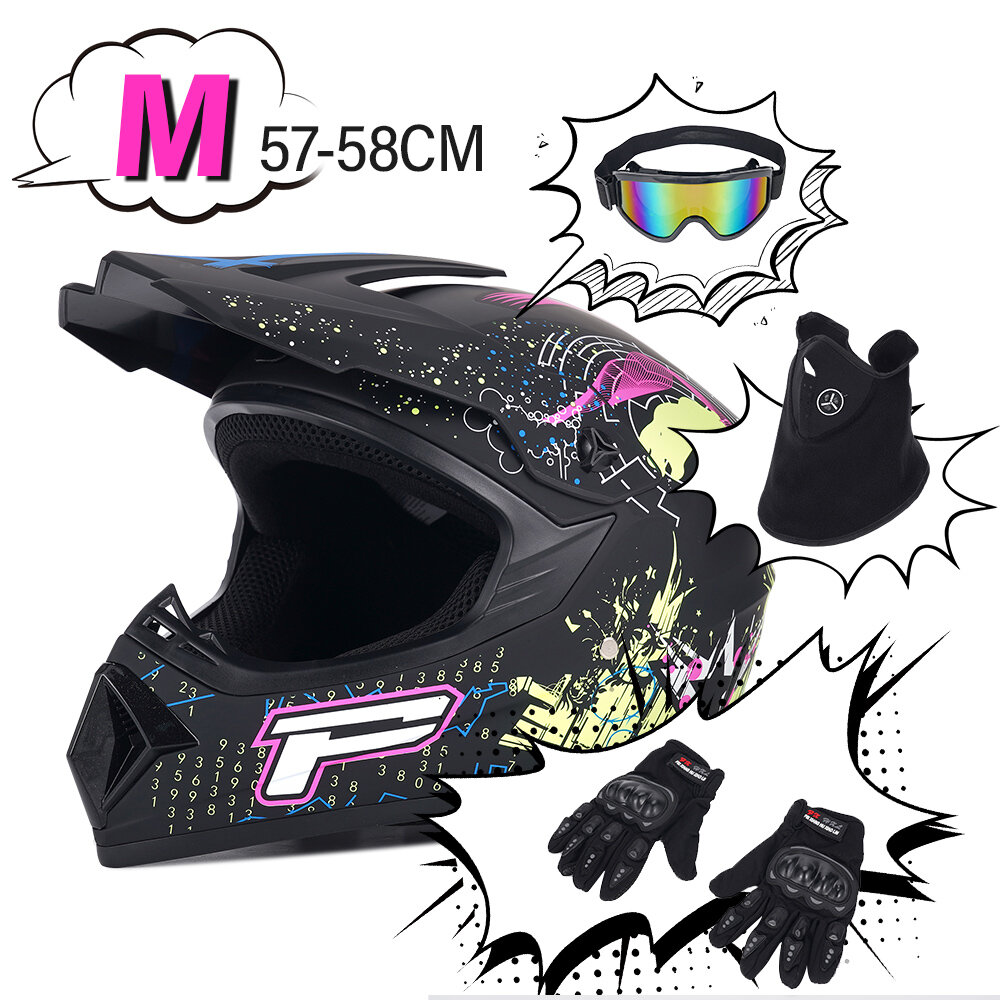 Шлем для взрослых внедорожных мотоциклов DOT certified защитные очки перчатки размера M