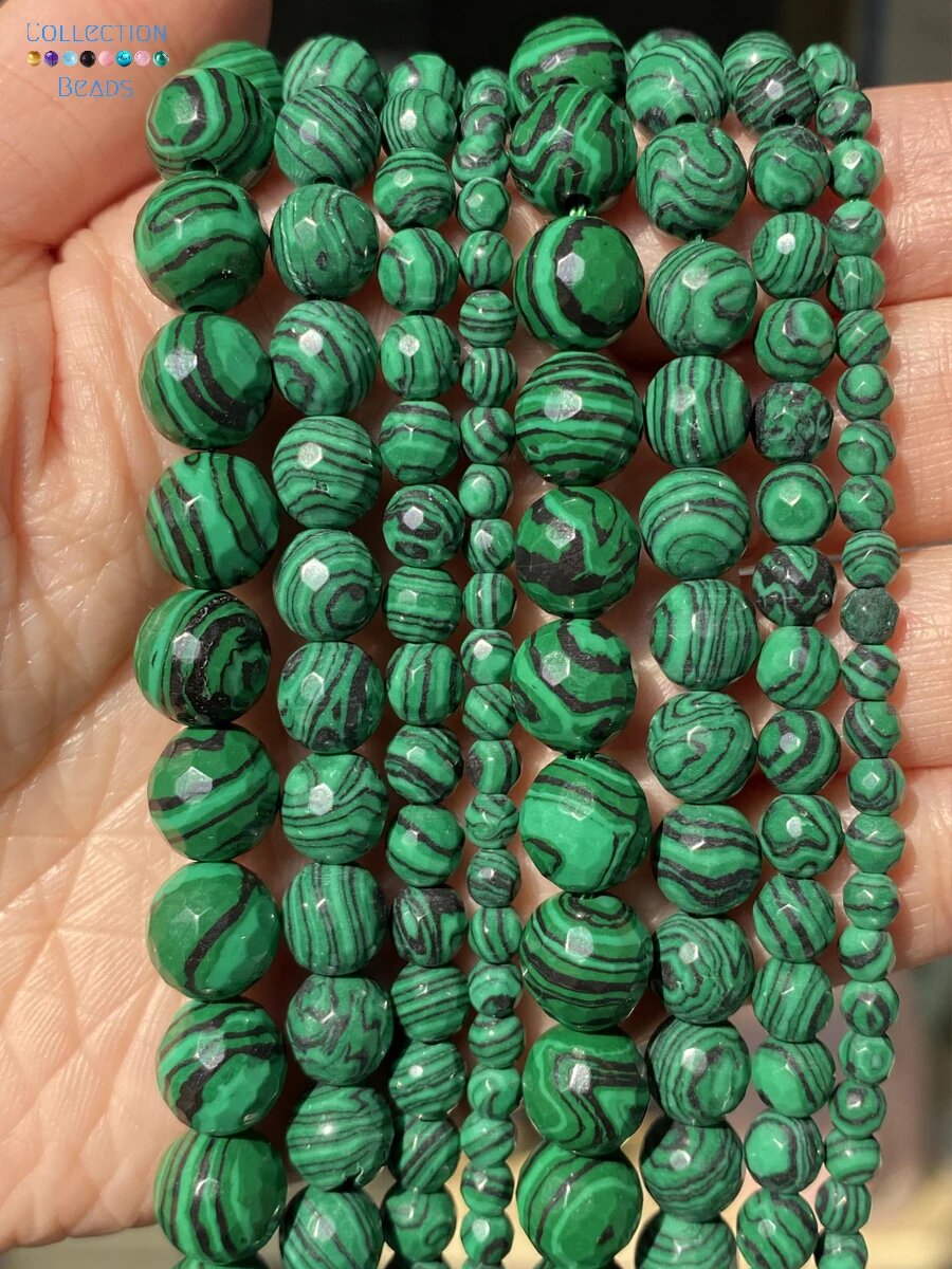 Малахитовые бусины CUIMD 4 6 8 10 12 мм Изумрудный, 6mm, Faceted Green