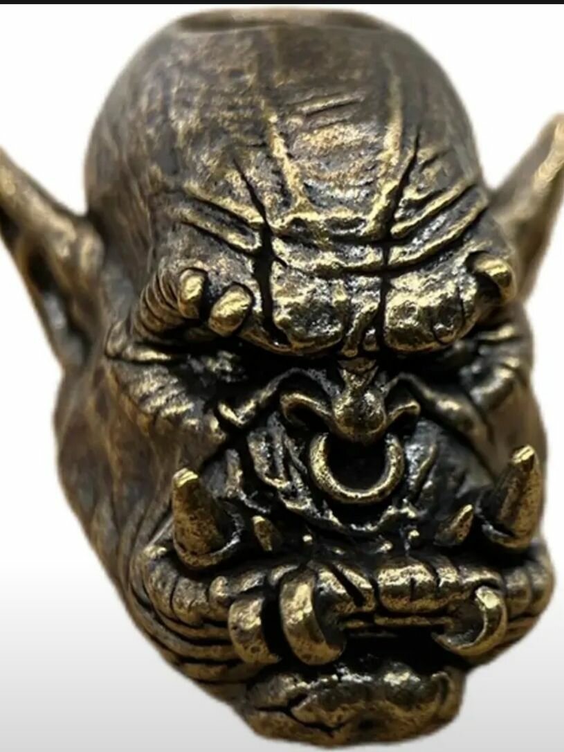 Бусина темлячная " Орк- воин". отверстие 6 мм. для темляка. для ножа.