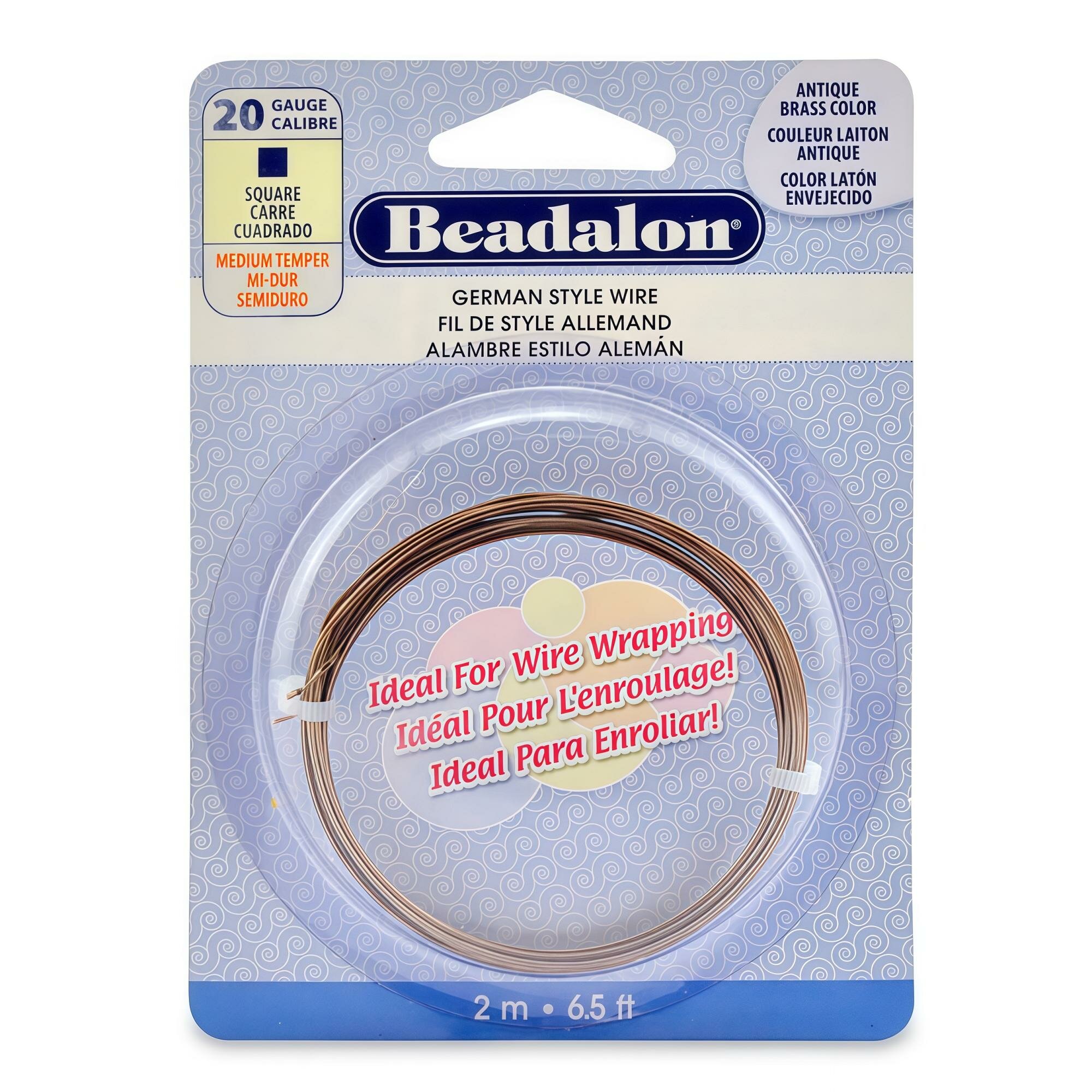 Проволока гибкая, 0.81х0.81мм, Beadalon, квадратная, цвет античная латунь, моток, 2 метра