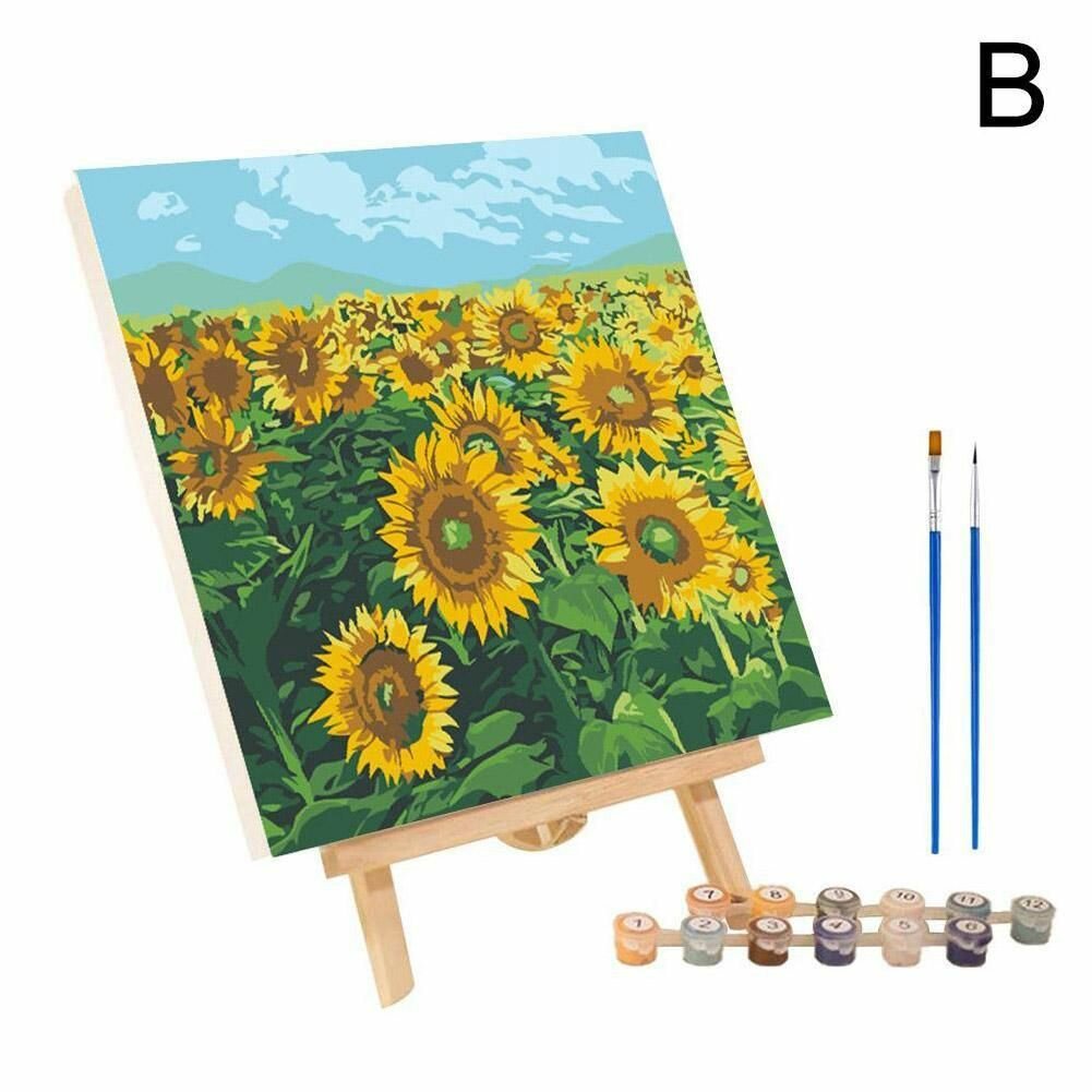 Картина по номерам, Пейзаж с подсолнухами, Картина маслом своими руками