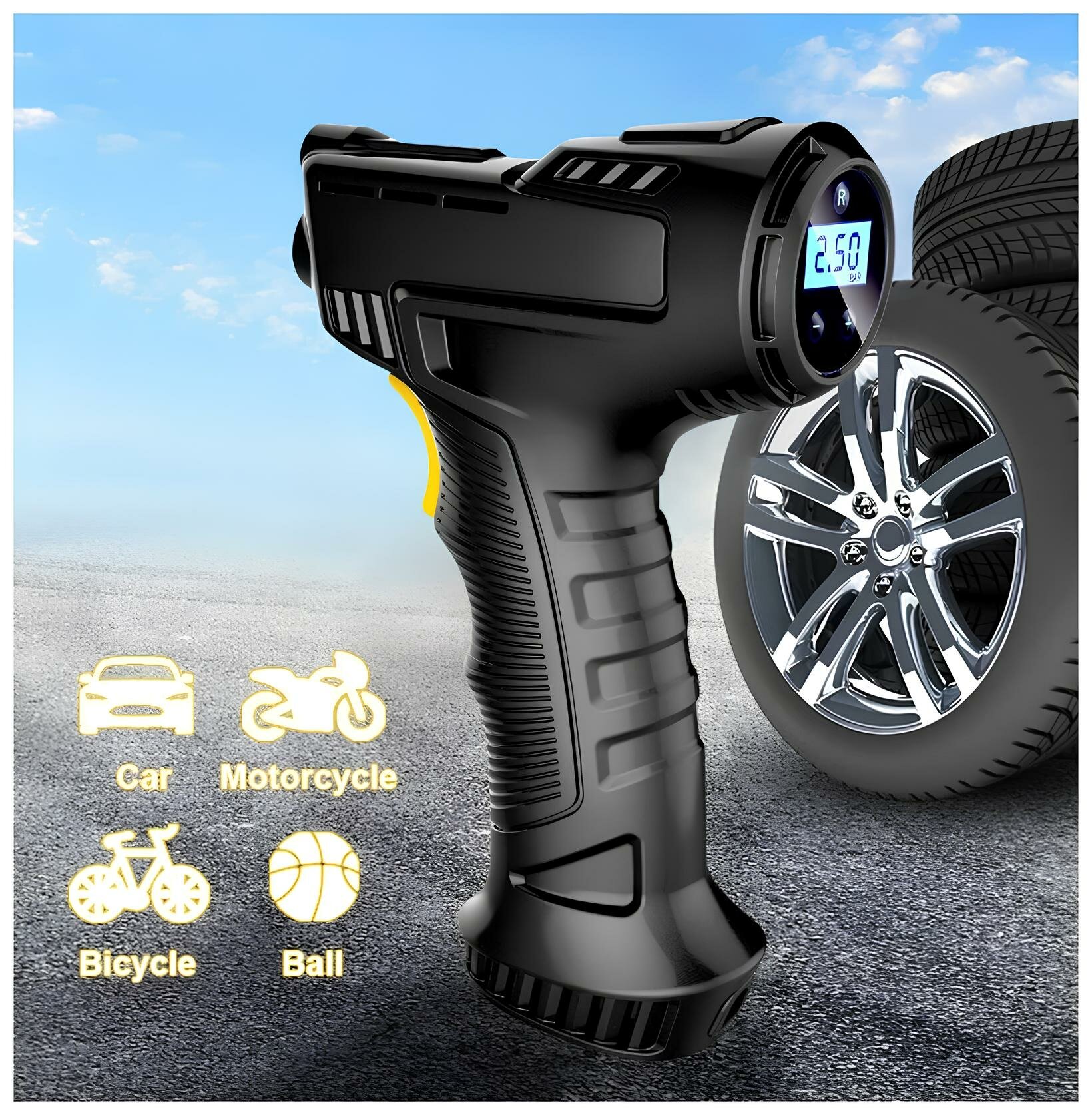 Беспроводной компрессор CZK \ Насос электрический для автомобиля \ мотоцикла \ велосипеда \ мячей