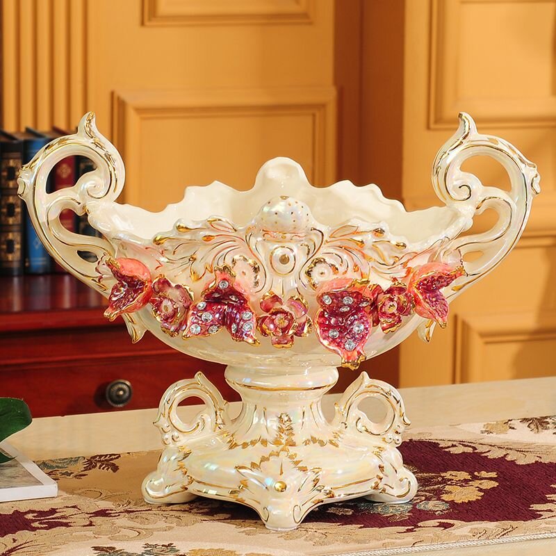 Европейский керамический набор для сервировки стола 3 в 1 фруктовница, конфетница, коробка для салфеток, ручная позолота