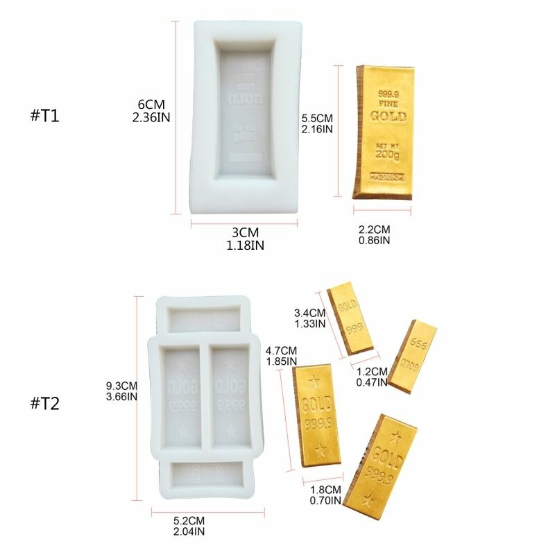 Золотой слиток Форма для шоколадного торта "Золотой кирпич"-Стиль 2