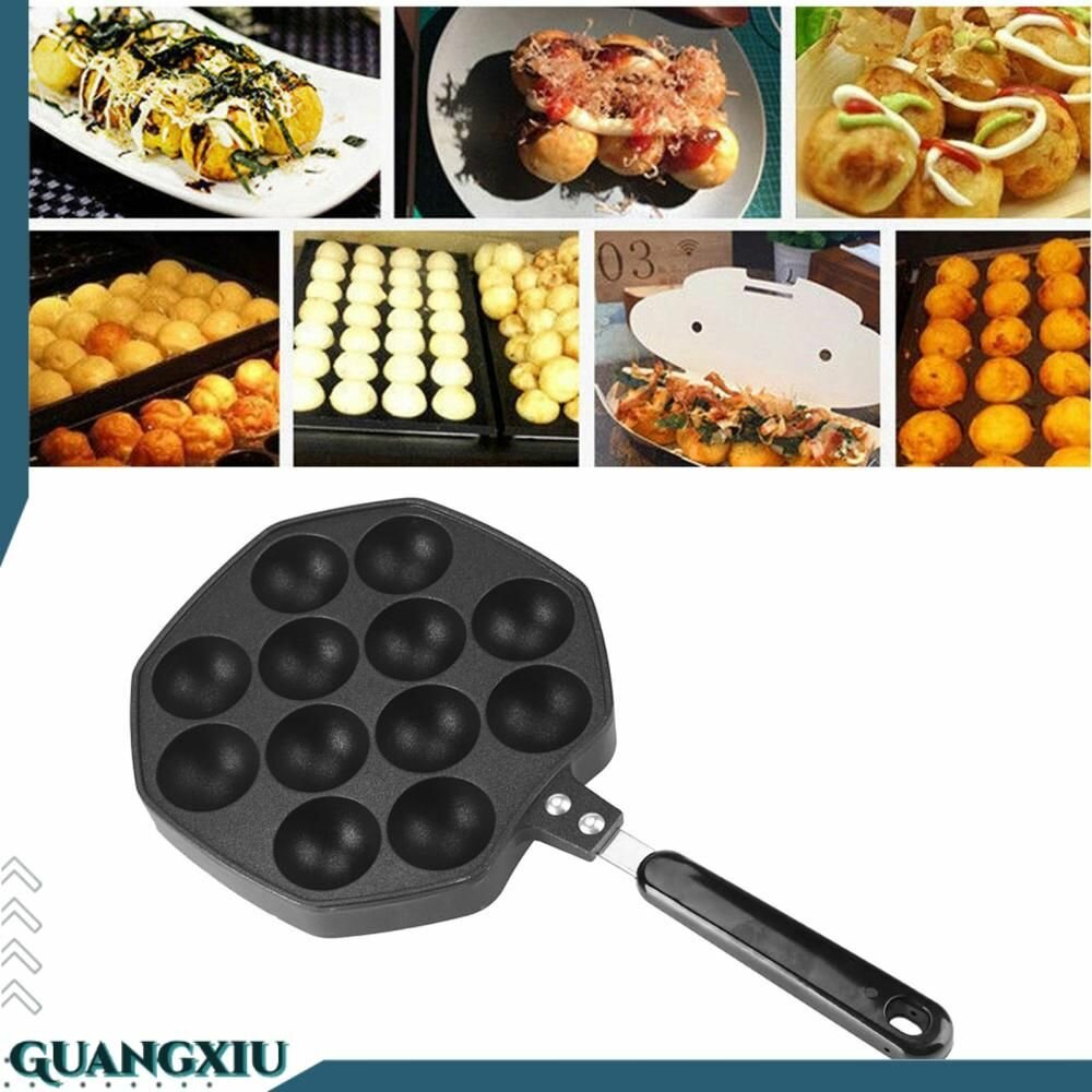 Алюминиевая сковорода гриль Такояки с антипригарным покрытием с 12полостями！