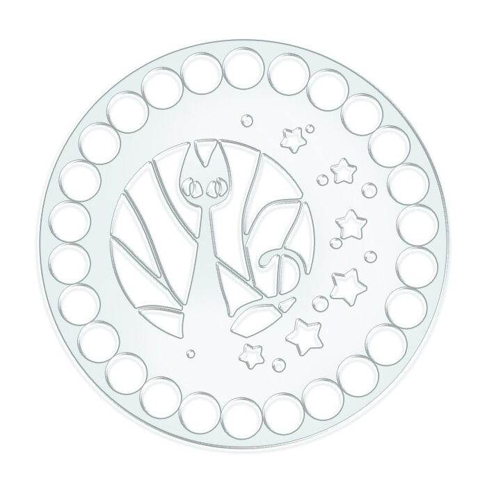 Донышко для вязания круг 10 см узор "Кошка". Прозрачный Акрил. (Мегасупер)