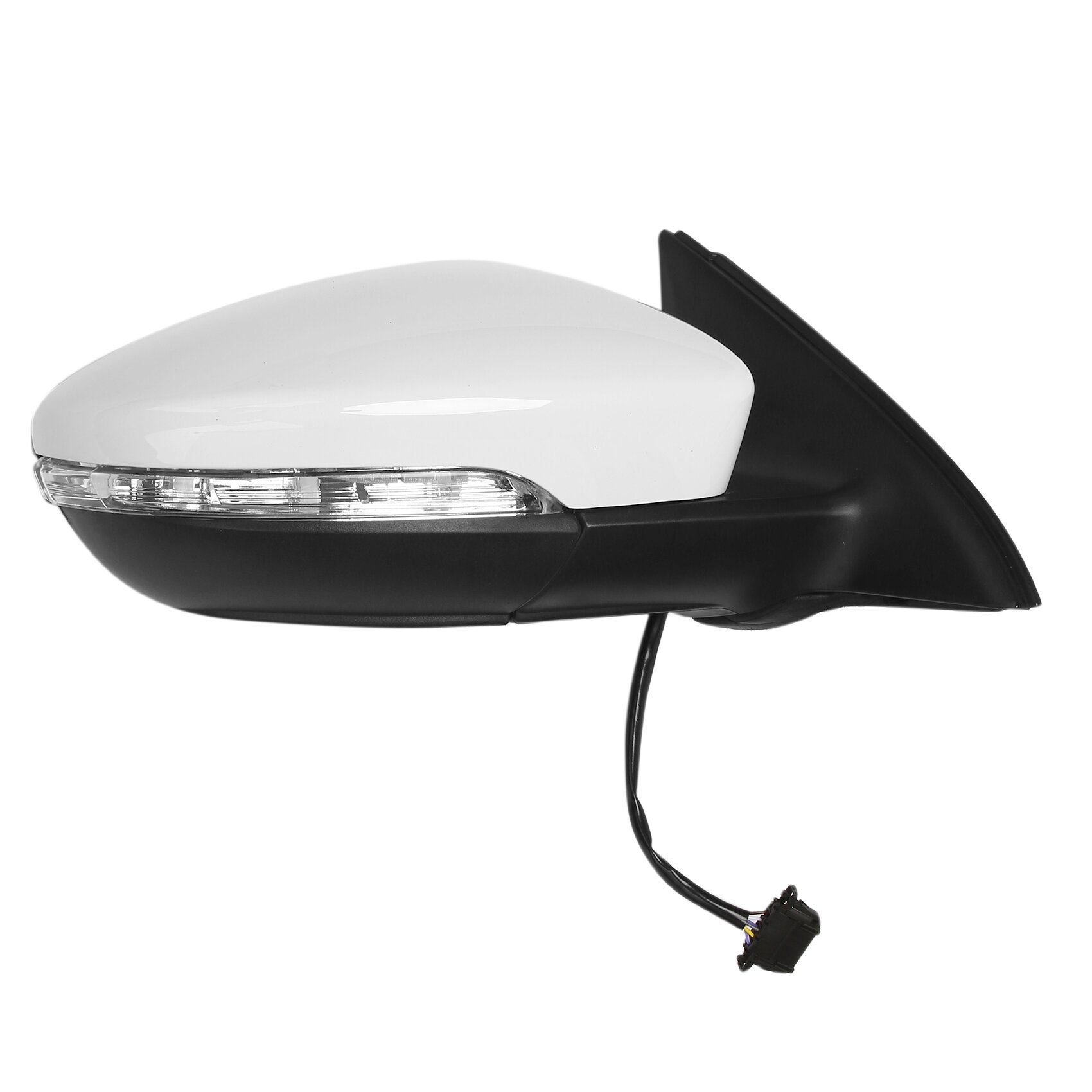 Правое зеркало заднего вида в сборе с электроприводом, стеклом, обогревом, поворотником, 6 проводов для JETTA 2011 - 2018 5C7857508, белый