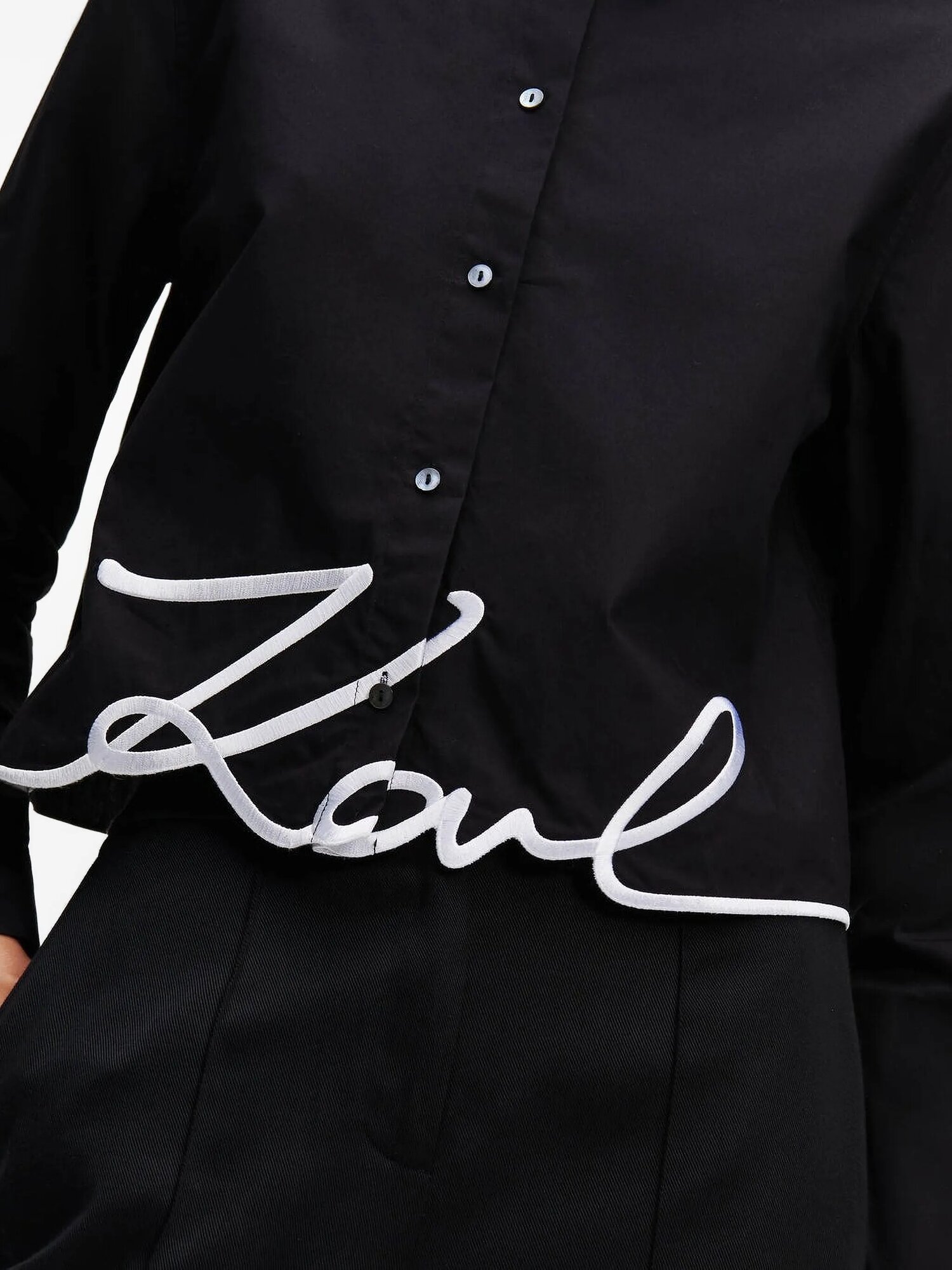 Рубашка Karl Lagerfeld Embroidered shirt, размер 40, черный — фото 1