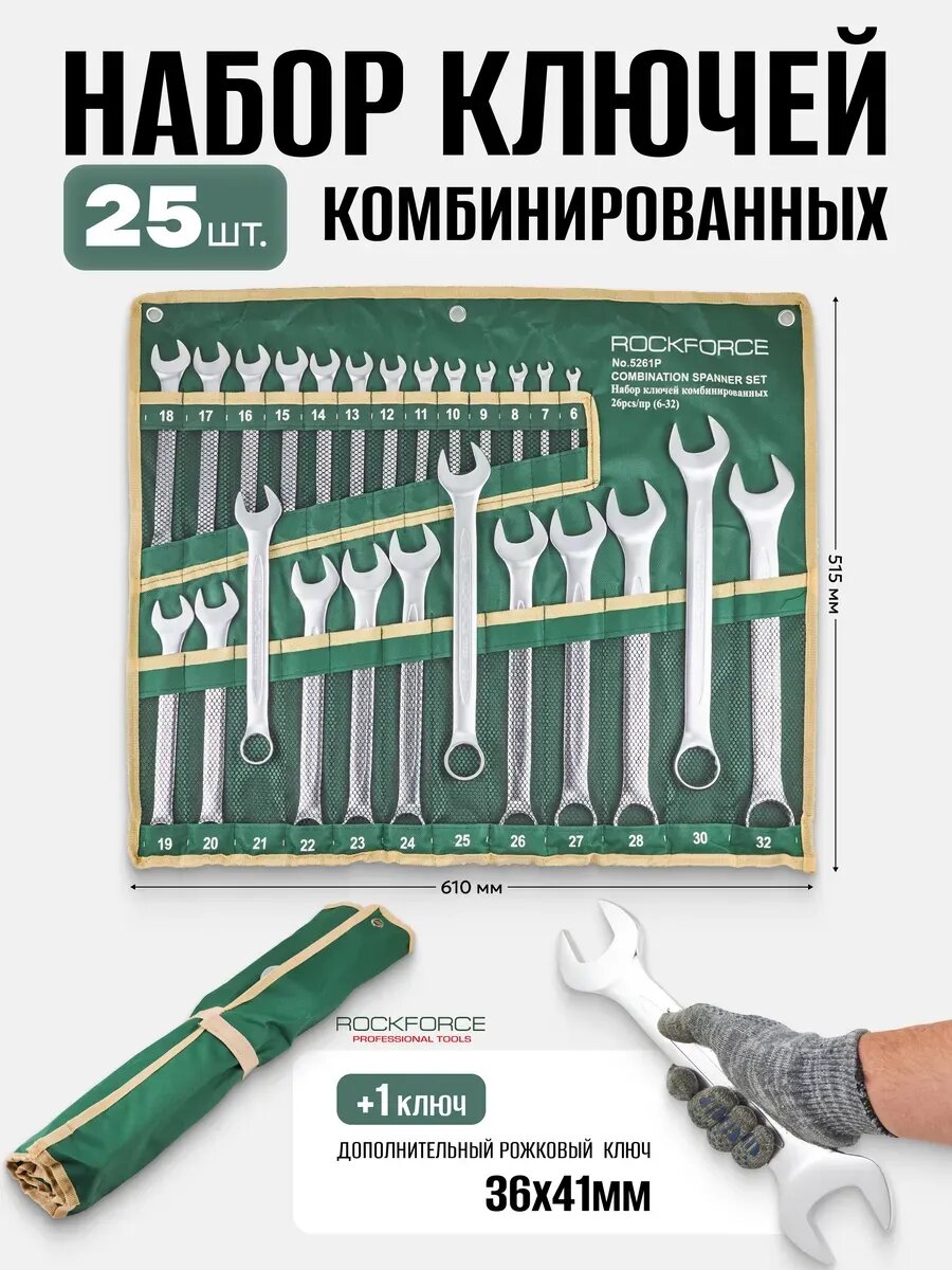 Набор ключей комбинированных 25 предметов