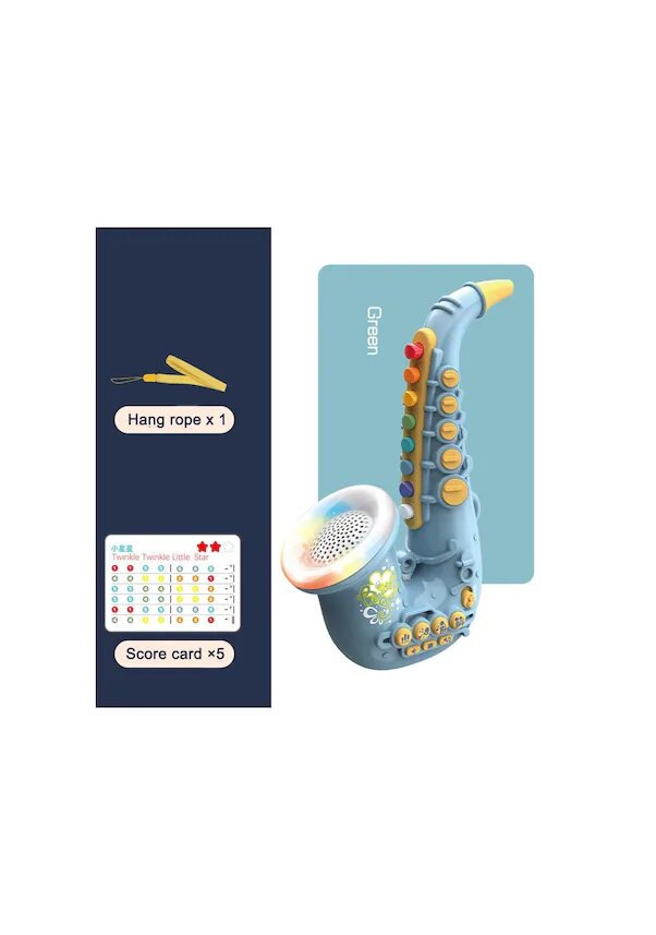 Имитация саксофона/трубы/кларнета, музыкальный инструмент, игрушки и музыка, светящийся саксофон, зеленый