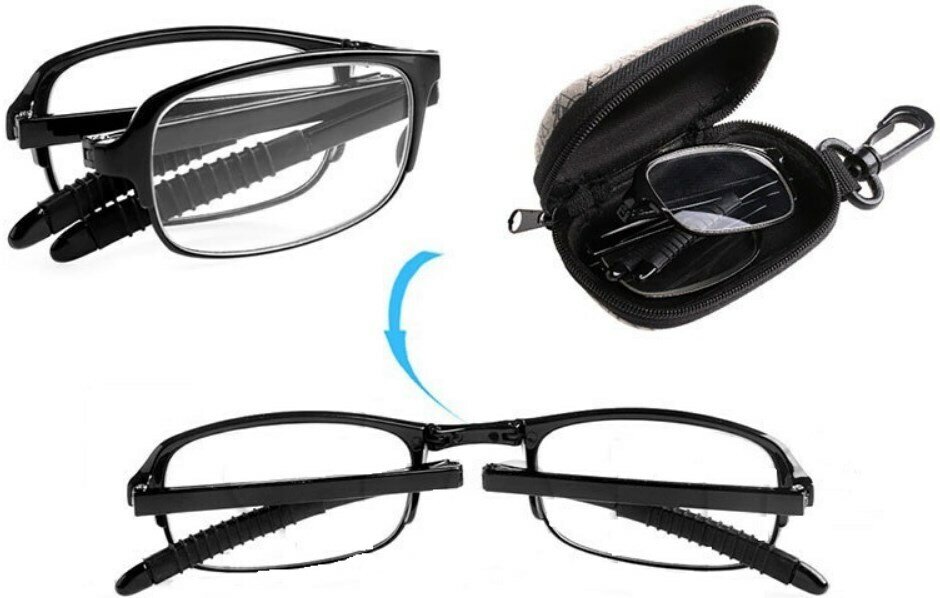 Складные увеличительные очки Фокус-Лупа для чтения, шитья, вышивания, рыбалки. Карманные очки с футляром.