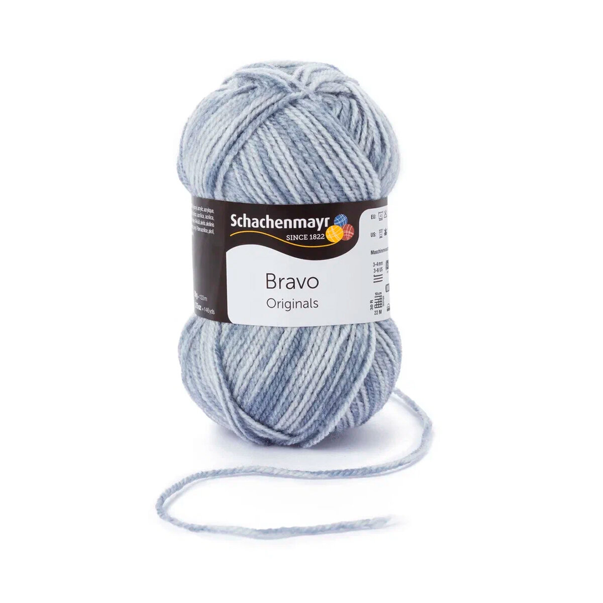 Bravo /Браво/ пряжа Schachenmayr Originals, MEZ, 9801211 (08352, himmel denim (небесный деним), белый/голубой/серый)