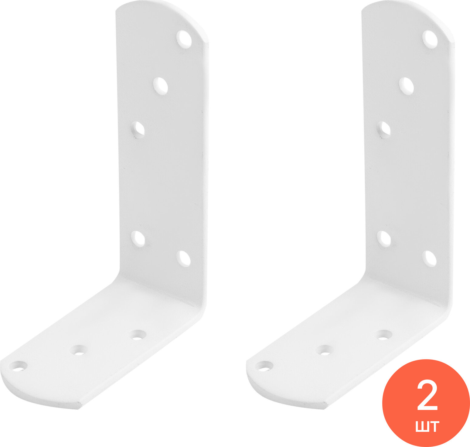 Уголок мебельный Петротех бытовой, из стали, цвет белый, 80х120х40х4мм, 1шт. / фурнитура для мебели (комплект из 2 шт)
