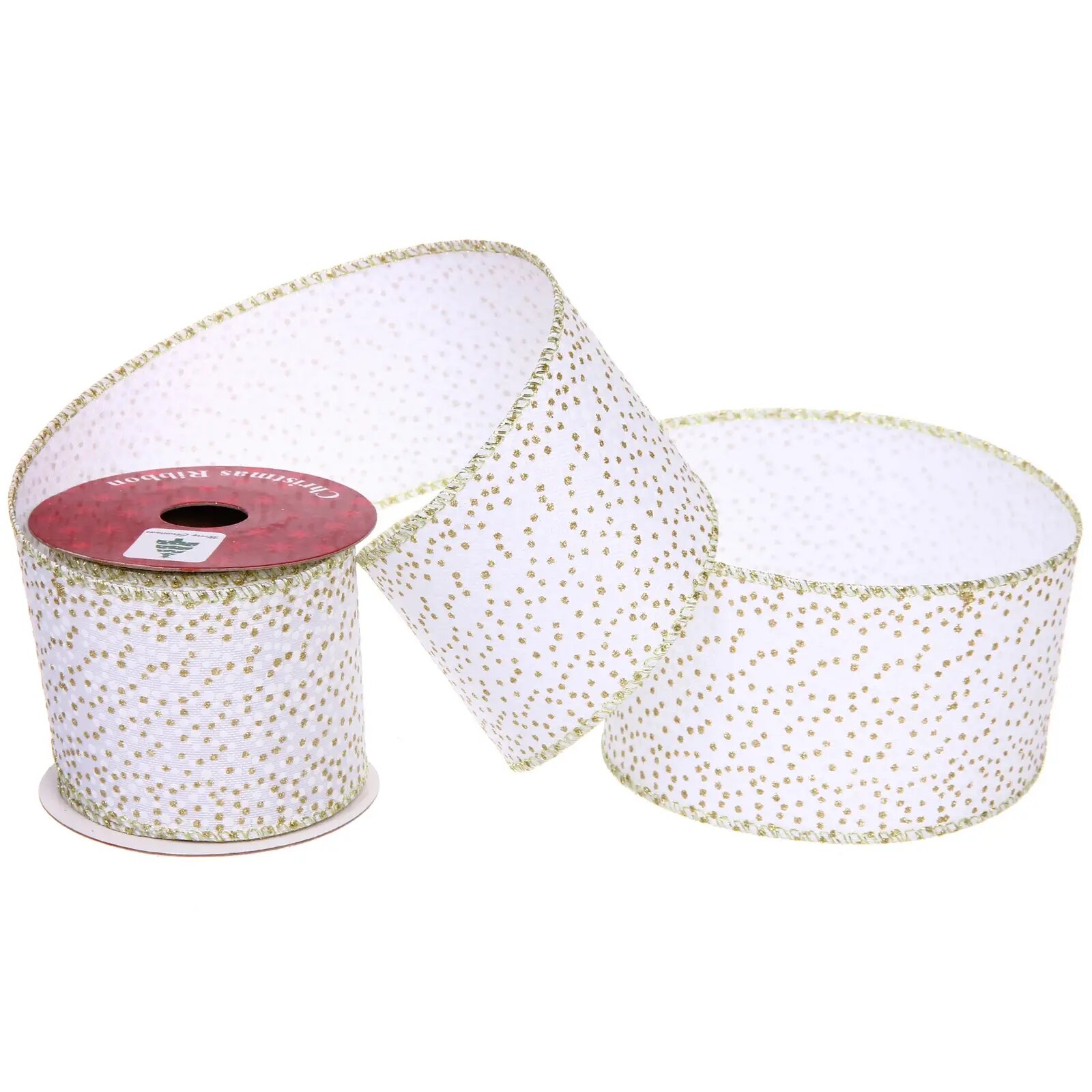 Лента декоративная 'Алмазная россыпь', 6,3х270см, белый/шампань, полиэстер