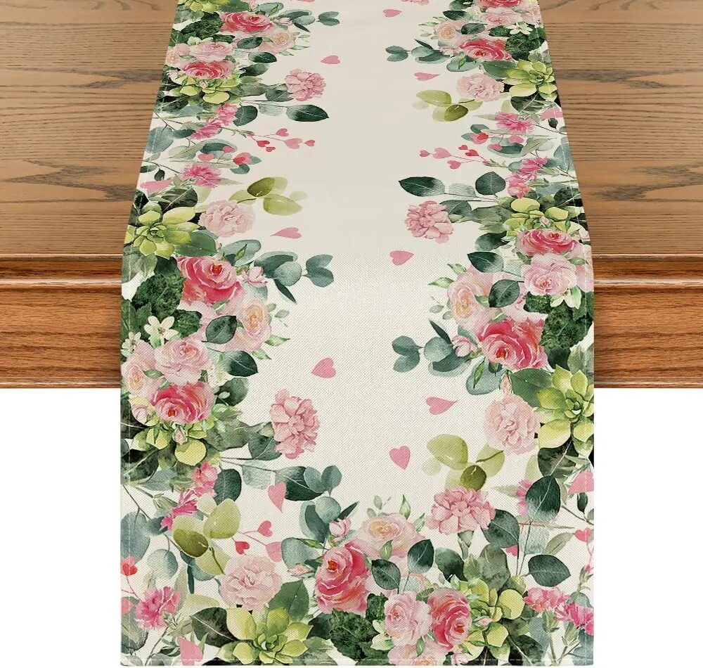 Дорожка на стол с цветами 150x33 см