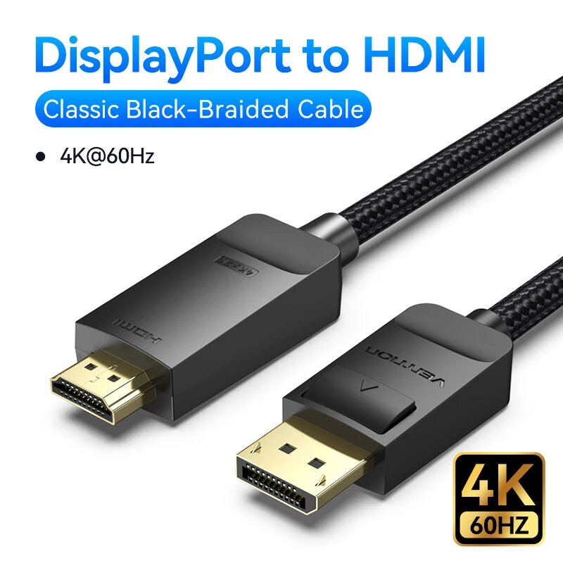 Кабель Vention DP в HDMI 4K 4K60Hz, 1,5 м