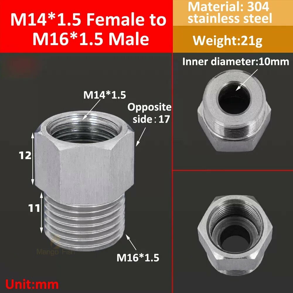 Фитинг из нержавеющей стали M14*1,5 M20 M14x1.5F to M16x1.5M
