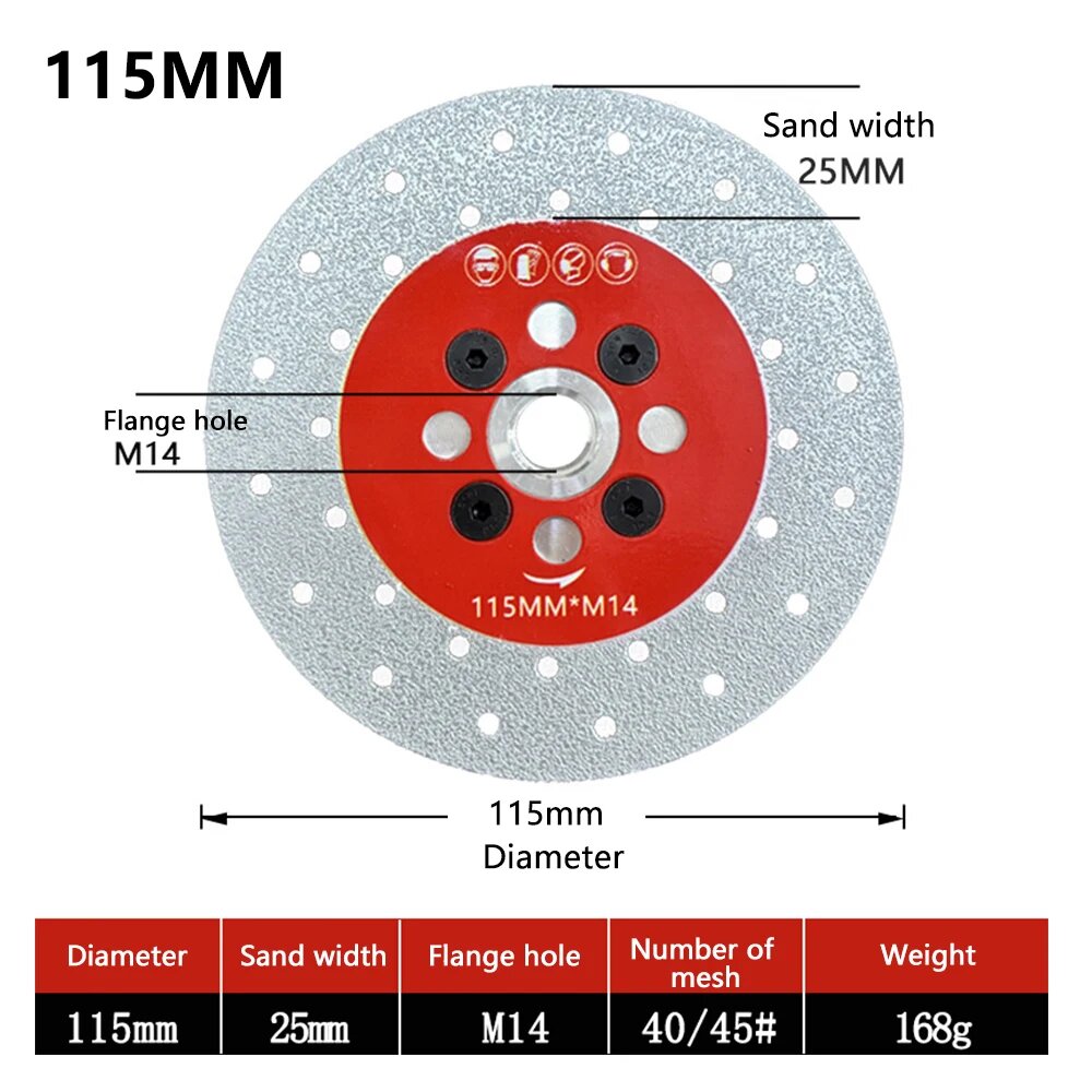 M14 Алмазный шлифовальный диск, вакуумная пайка, алмазная резка гранита, пильное полотно для мрамора, бетона, керамической плитки, угловая шлифовальная машина