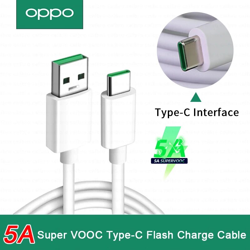 Оригинальный USB-кабель 5 А, 2 м, 65 Вт, 6 А, Тип C, зарядное устройство Super Vooc Kable для OPPO Find X3, A94, A9 Reno 6 Pro, R17, F19, Realme, флэш-зарядка 0.5m, 5A green plug
