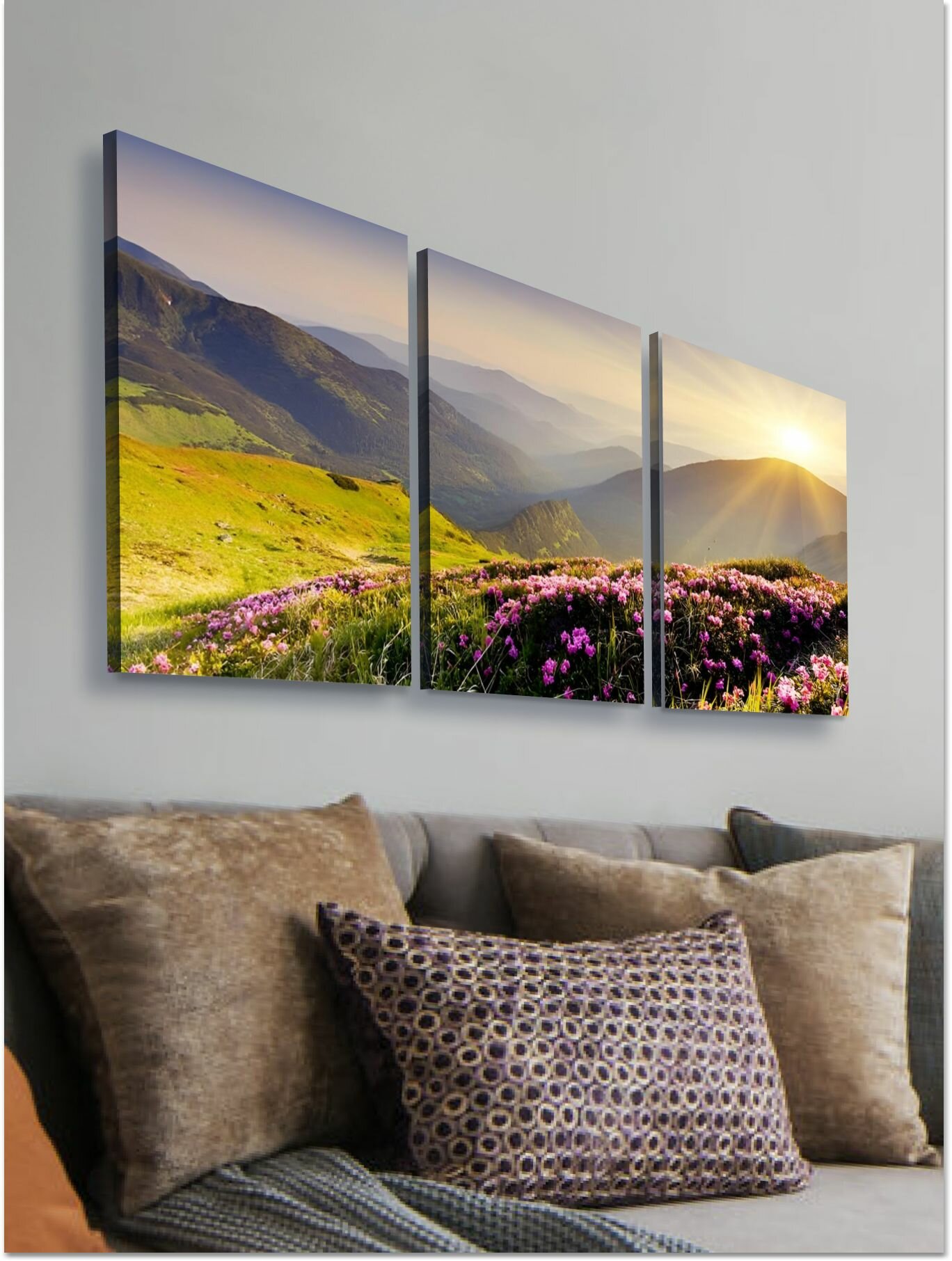 Картина Розовое поле грёз модульная 50x70см 3шт.