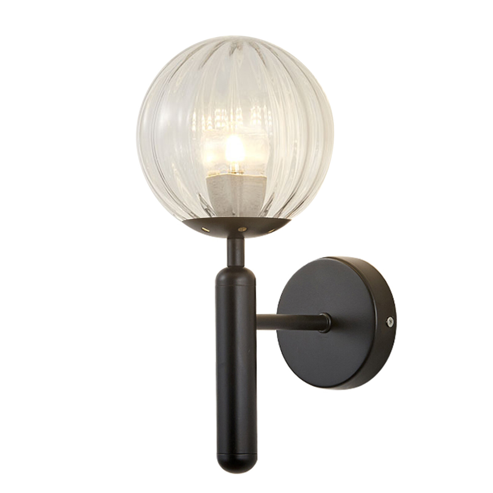 Настенные светодиодные светильники со стеклянной глобусной абажуром для дома, интерьерные настенные лампы для гостиной, спальни, коридора, световые приборы в форме шара (лампа не включена), черный, медный, молочно-белый, водно-волнистый янтарный,