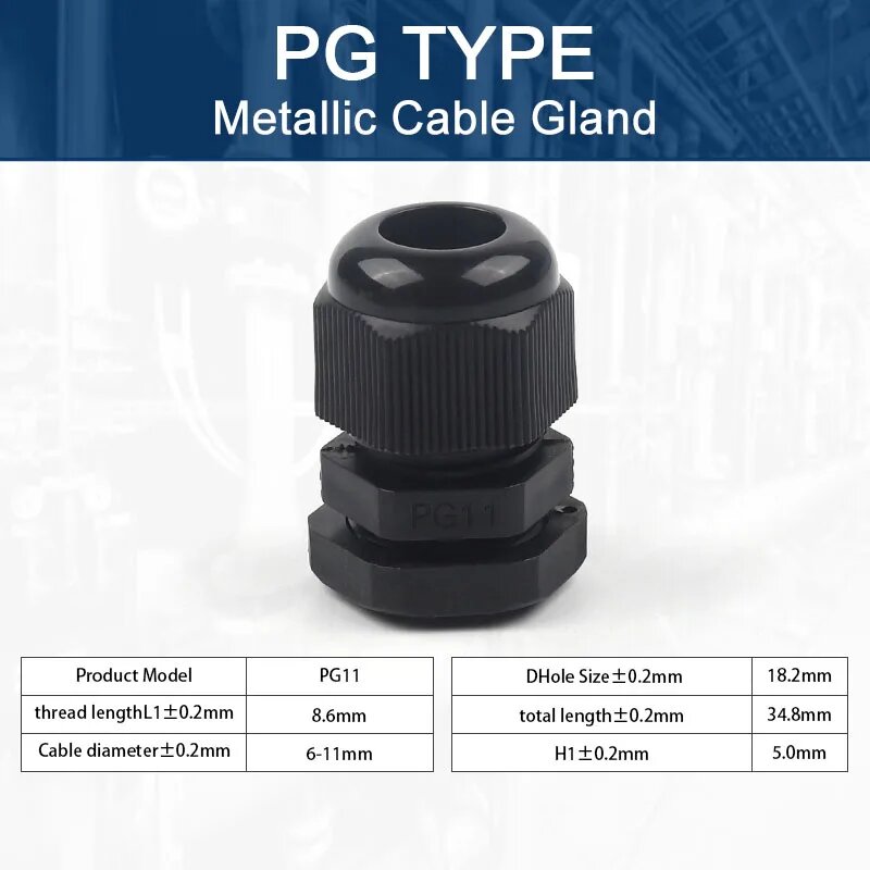 5 шт. водонепроницаемые кабельные вводы DIY YOU PG7 PG9 PG11 PG13.5 PG16 PG19 черные белые PG11 Black