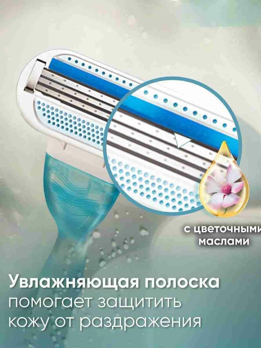 Набор: станок для бритья женский , 4 кассеты, 3 лезвия для идеально гладкого бритья + чехол135