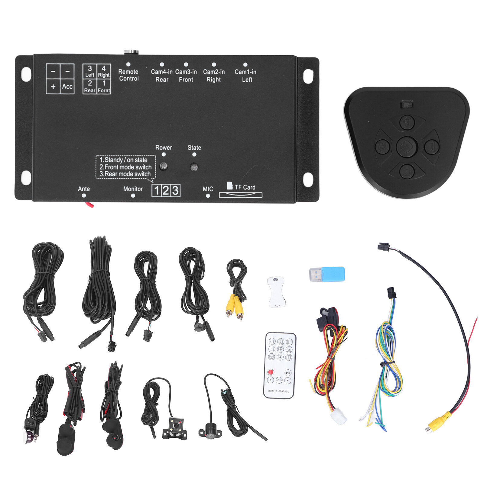 Рекордер автомобиля 6 канал 360 ° панорамный управление дистанционным проводом с 4 камерами универсальной модификации