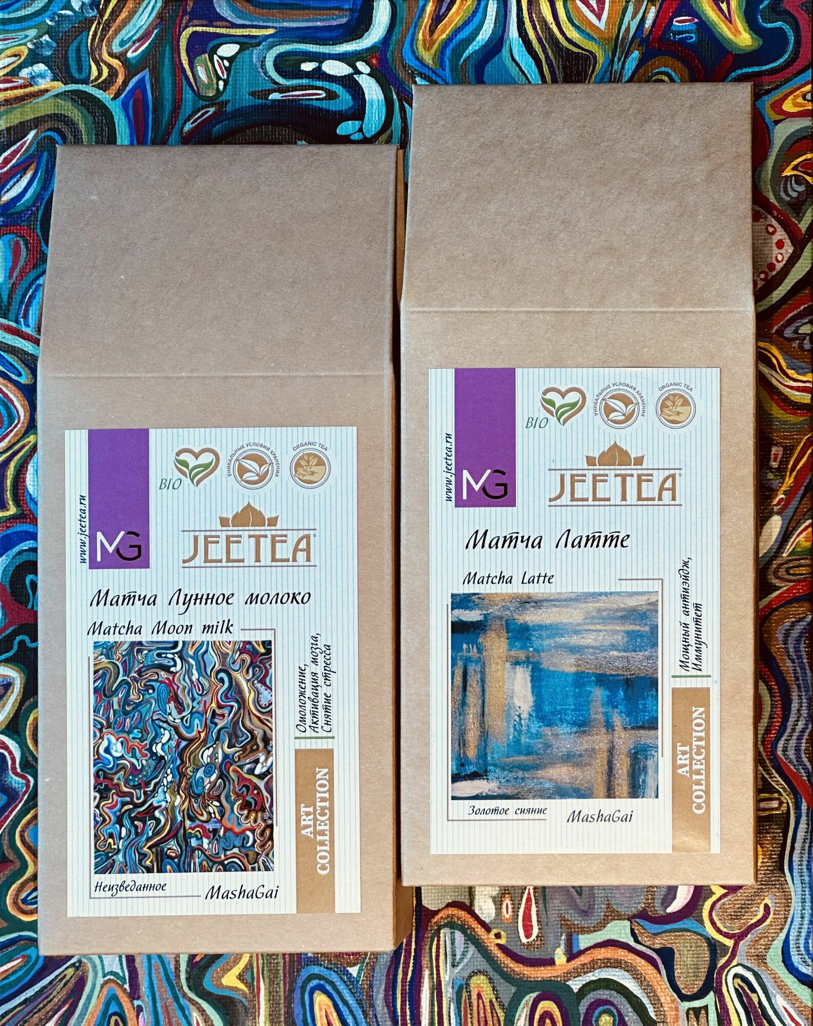 Набор чая JEETEA "Неизведанное" (Матча Латте / Матча Лунное Молоко), 2 по 100 гр / чай для похудения, релакса и омоложения, подарок девушке, чай подарочный, основа для бабл ти, Bubble tea