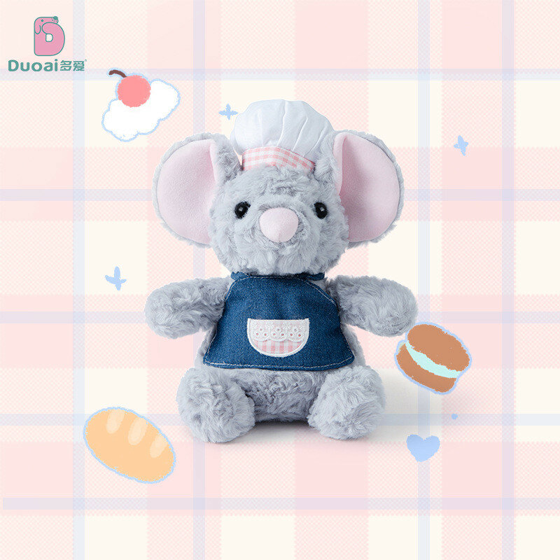 Cute cartoon chef hat apron swimming circle mouse design plush toy for kids bedroom decor