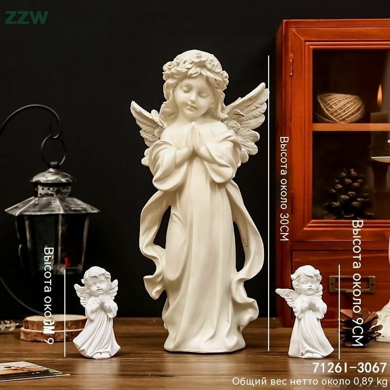 "Смолистая фигурка ангела-девочки для кладбища,10x9.520CM