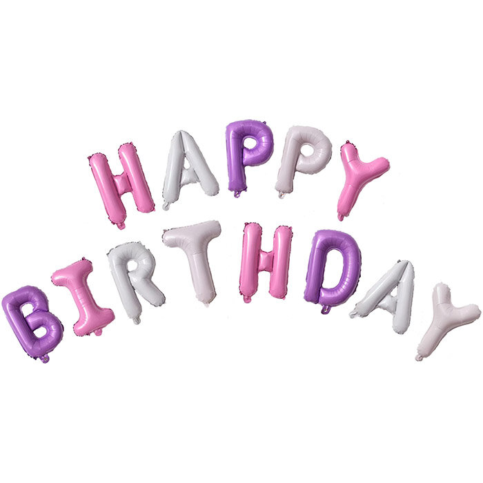 Набор шаров-букв (16'/41 см, CHN) Мини-Надпись "Happy Birthday" для девочки