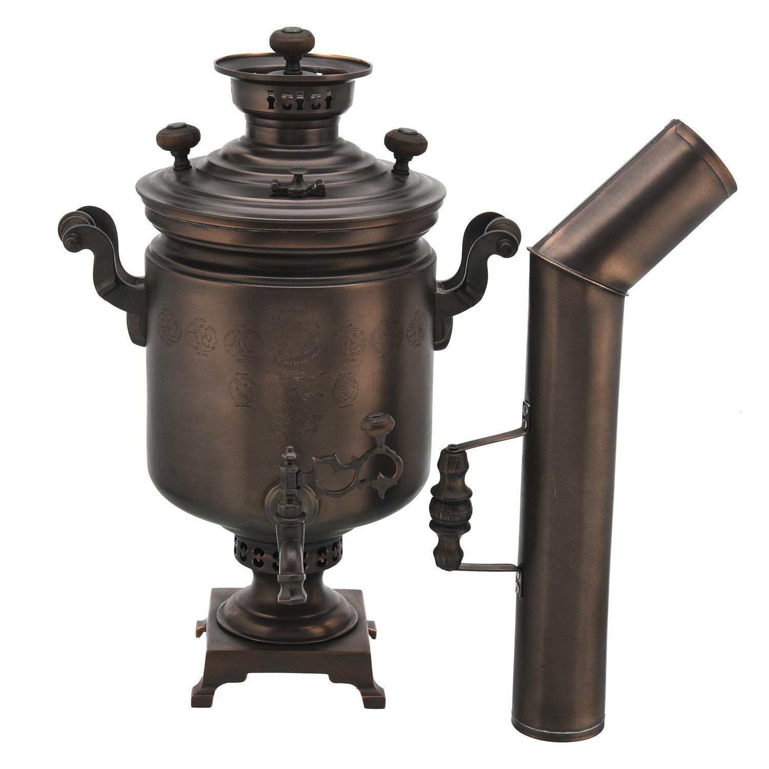 Самовар 7 л жаровой с бурой патиной
