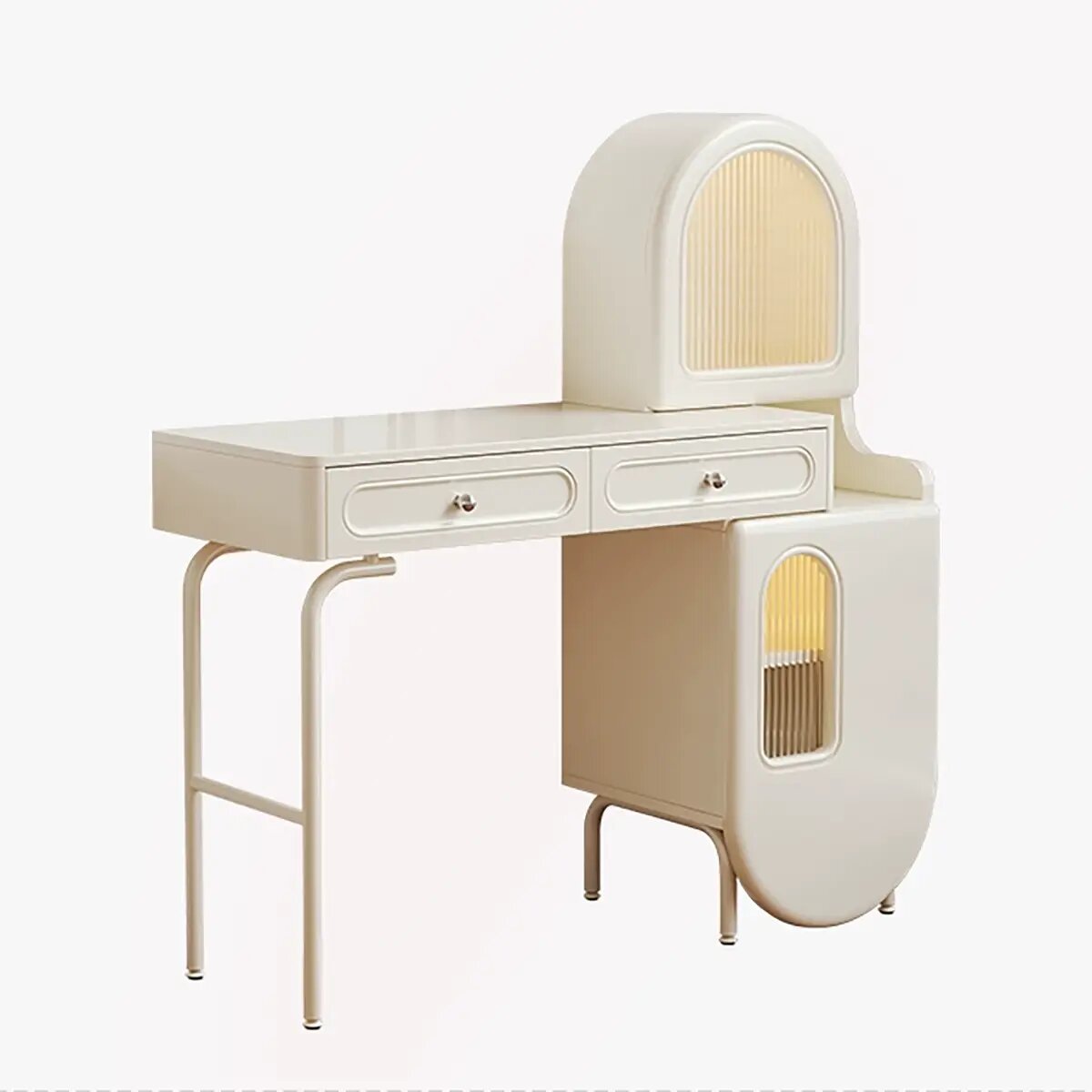 Туалетный столик со шкафом во французском стиле Leder (столик без зеркала без стула шкаф справа 90 см)