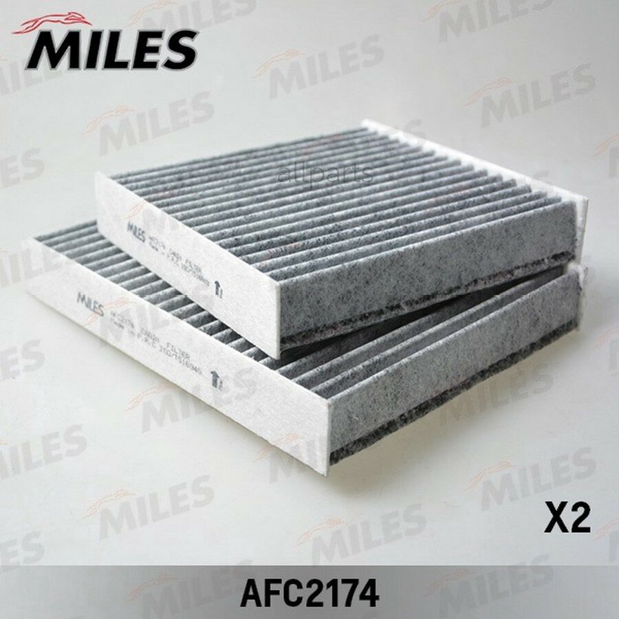 MILES AFC2174 Фильтр салона PEUGEOT 207 06- угольный (упак.2шт.)