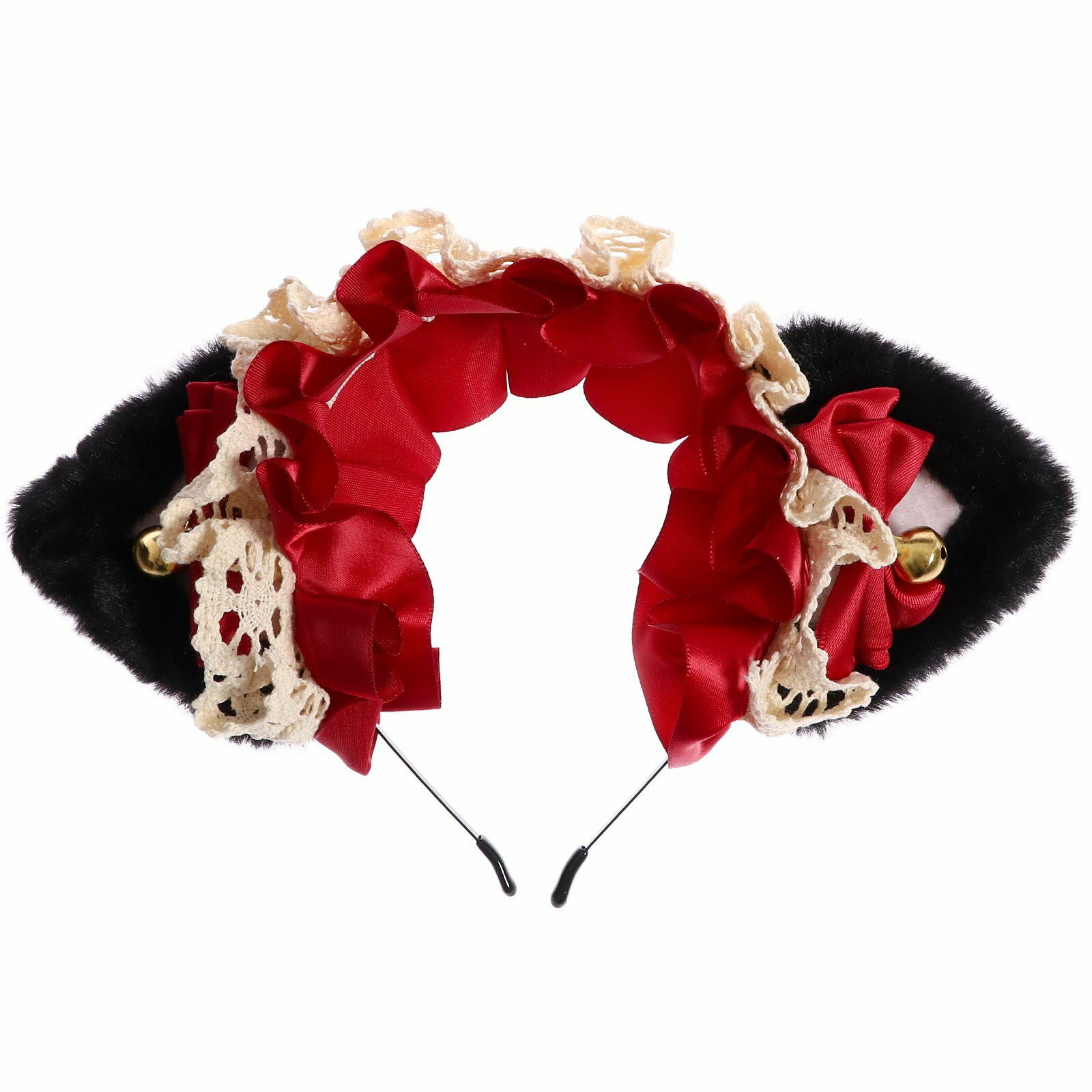 Карнавальный ободок "Ушки", красный, тематика: аниме, цвет: красный