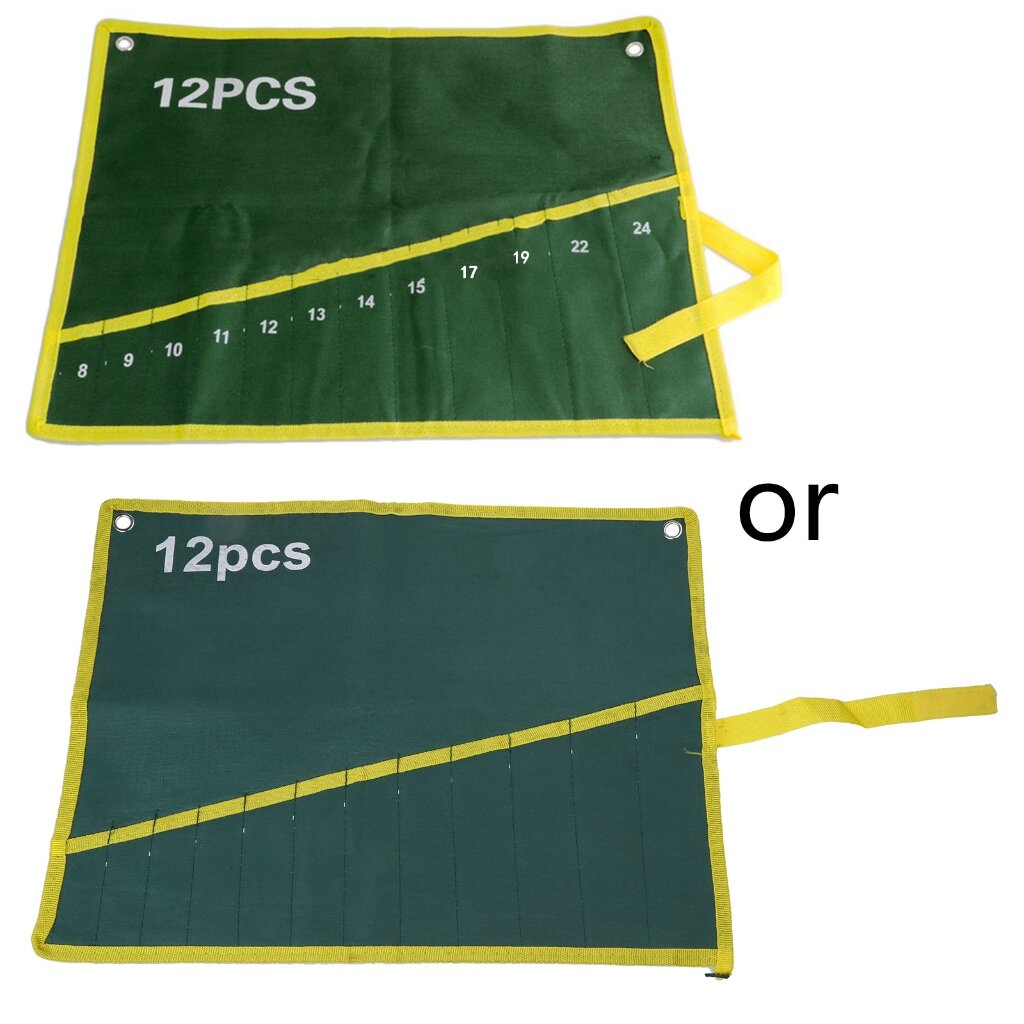 12 Карманов Прочный Холщовый Гаечный Ключ, Свернутый В Рулон Инструмент Для Хранения
