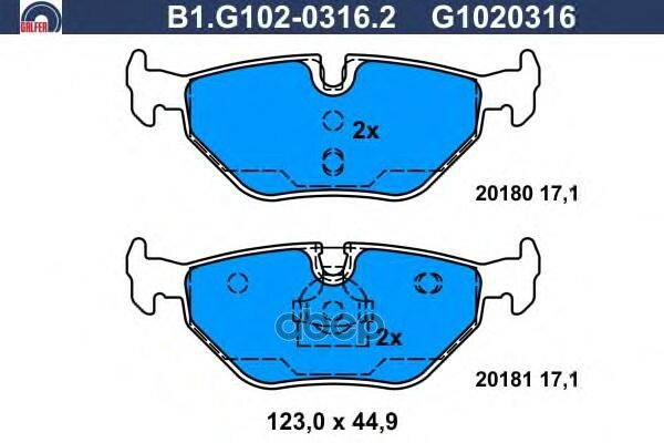 Колодки торм. зад. GALFER арт. B1-G102-0316-2