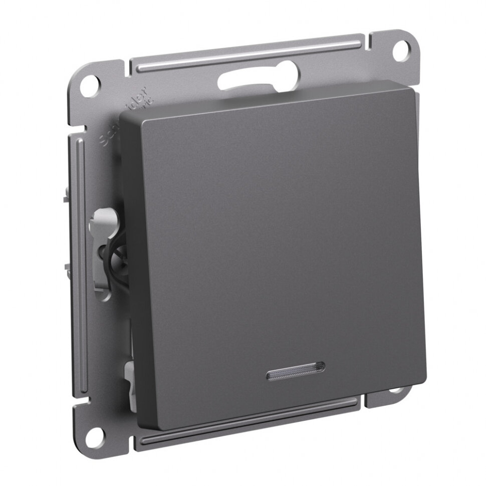 Переключатель 1-клавишный Systeme Electric AtlasDesign с подсветкой, сх.6а, 10АХ, механизм, Базальт